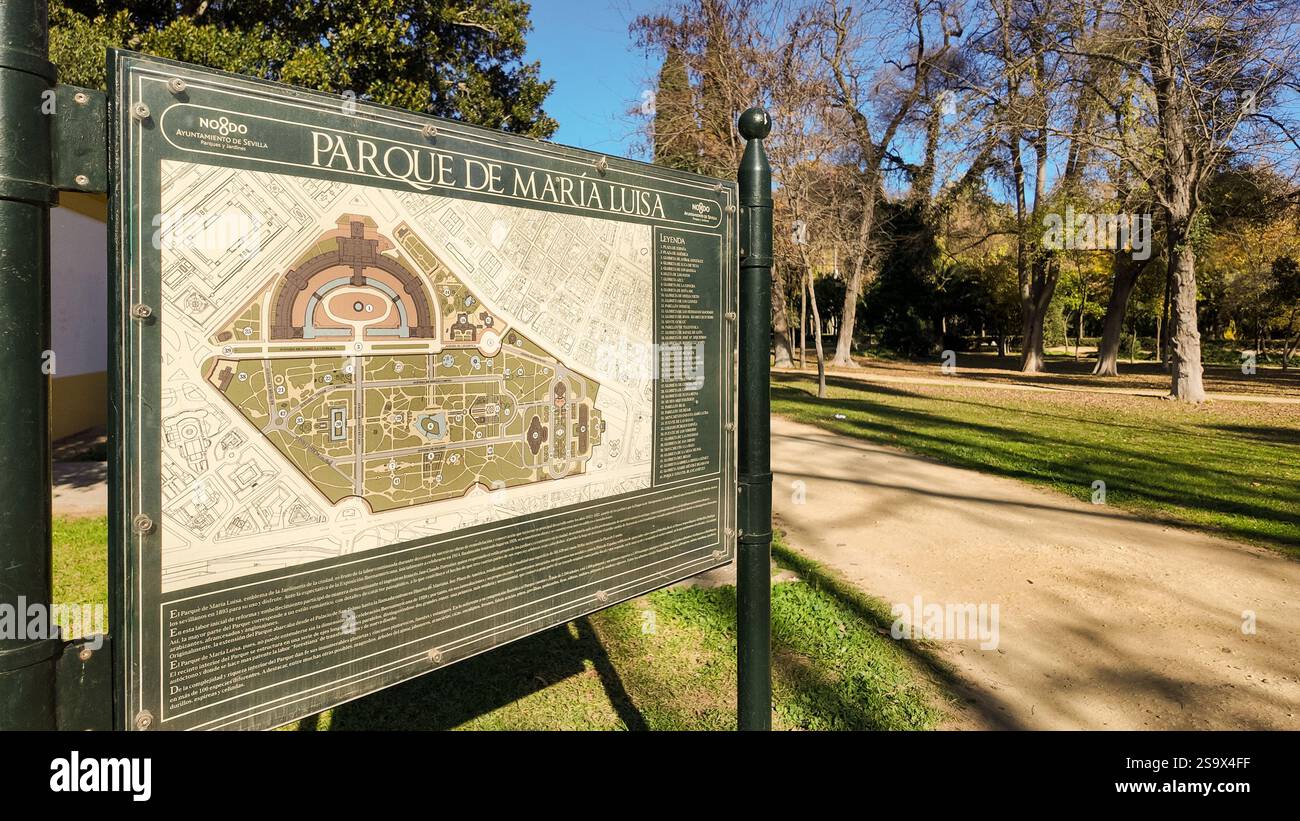 Parque de María Luisa is a prominent park in Seville, featuring scenic ...