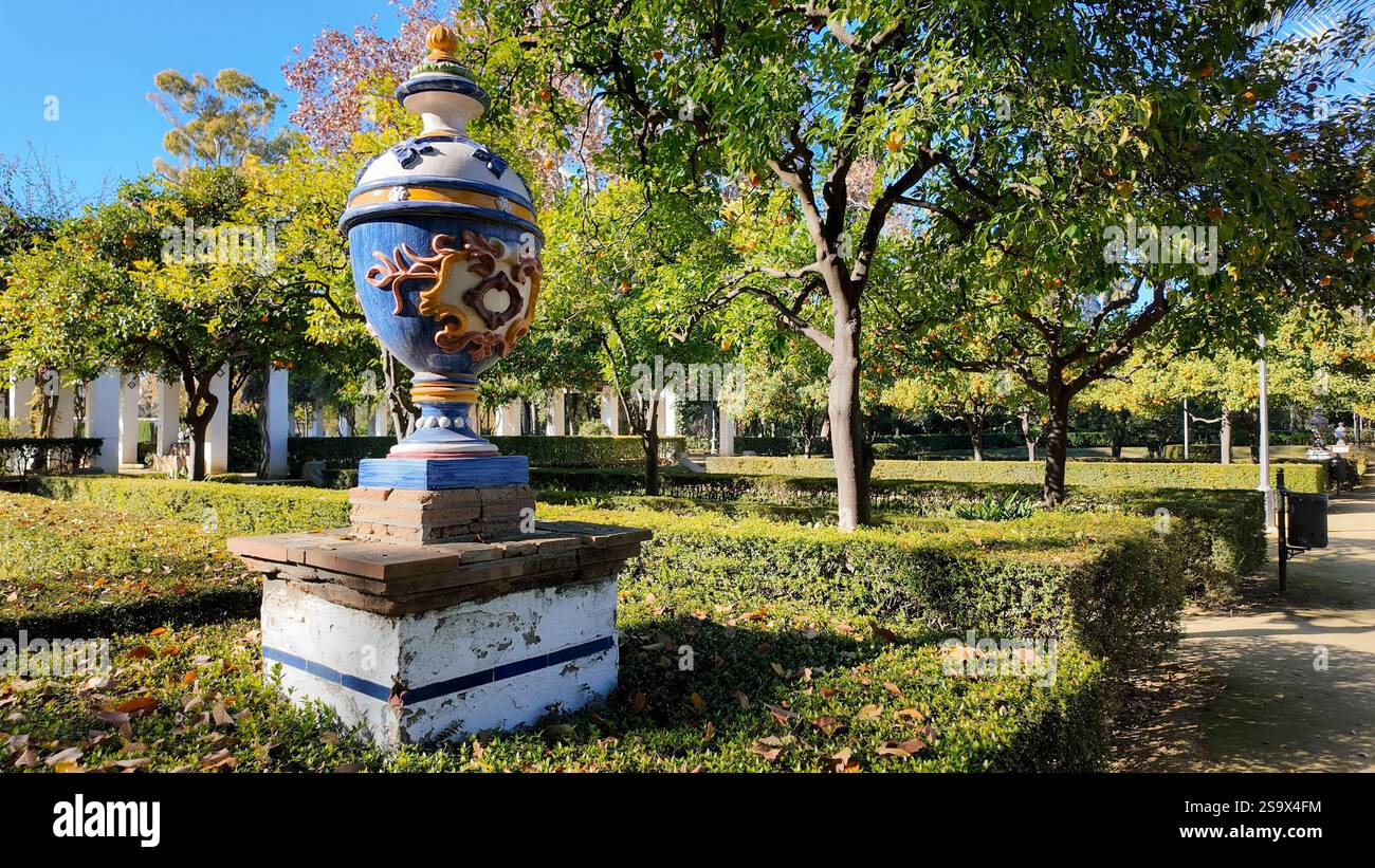 Parque de María Luisa is a prominent park in Seville, featuring scenic ...