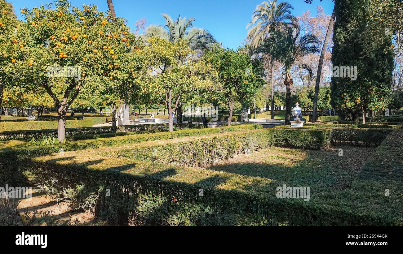 Parque de María Luisa is a prominent park in Seville, featuring scenic ...