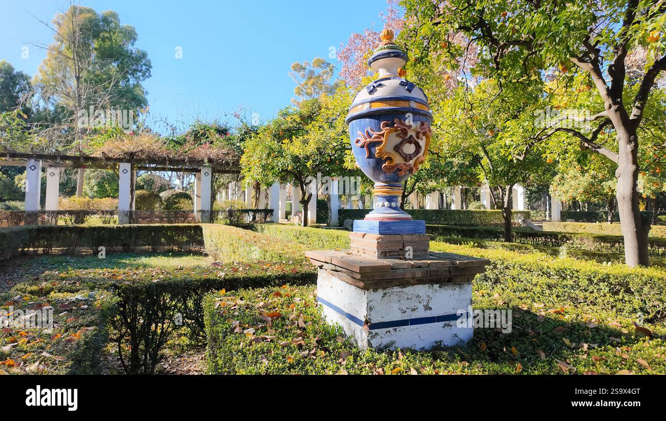 Parque de María Luisa is a prominent park in Seville, featuring scenic ...