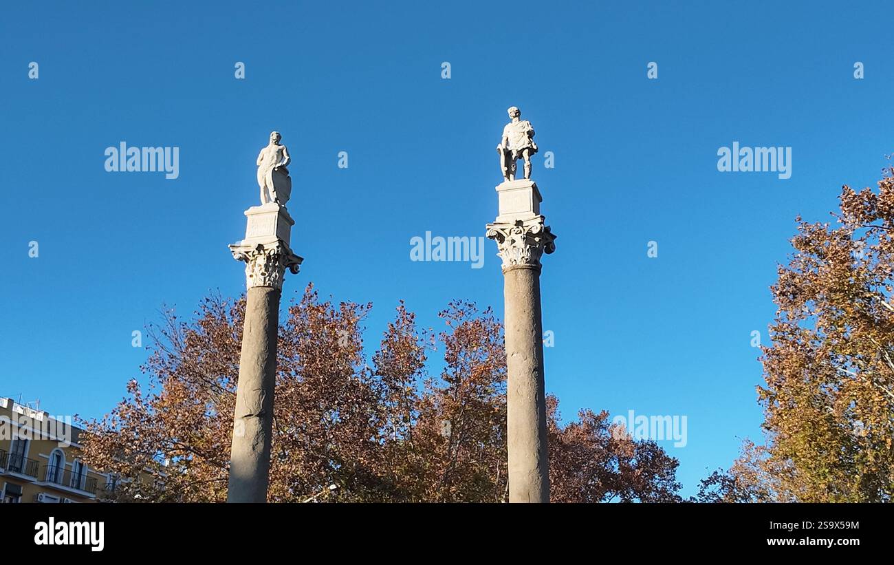 The Two Giant Columns in Alameda de Hércules, Seville, Spain Stock ...