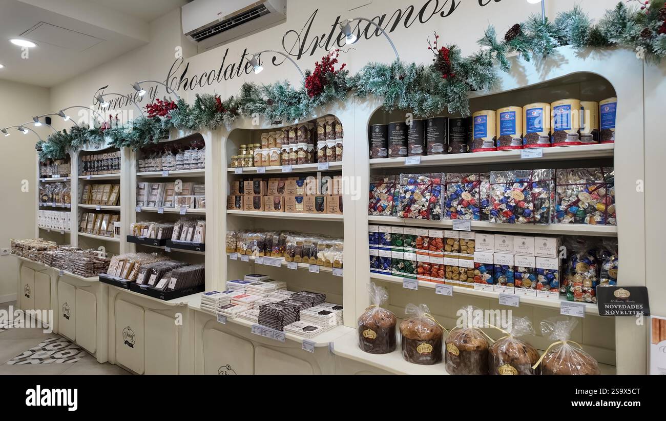 A shop in Spain sells Turrón, a traditional nougat made from honey ...