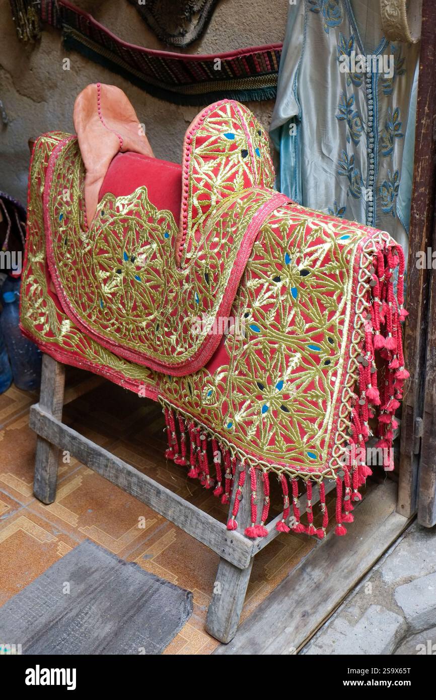 Fes, Morocco. Fancy embroidered saddle Stock Photo - Alamy