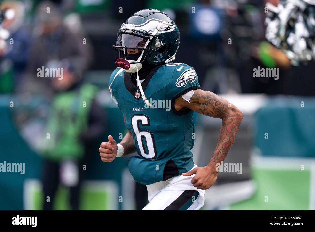 Philadelphia Eagles wide receiver DeVonta Smith (6) comes out for ...