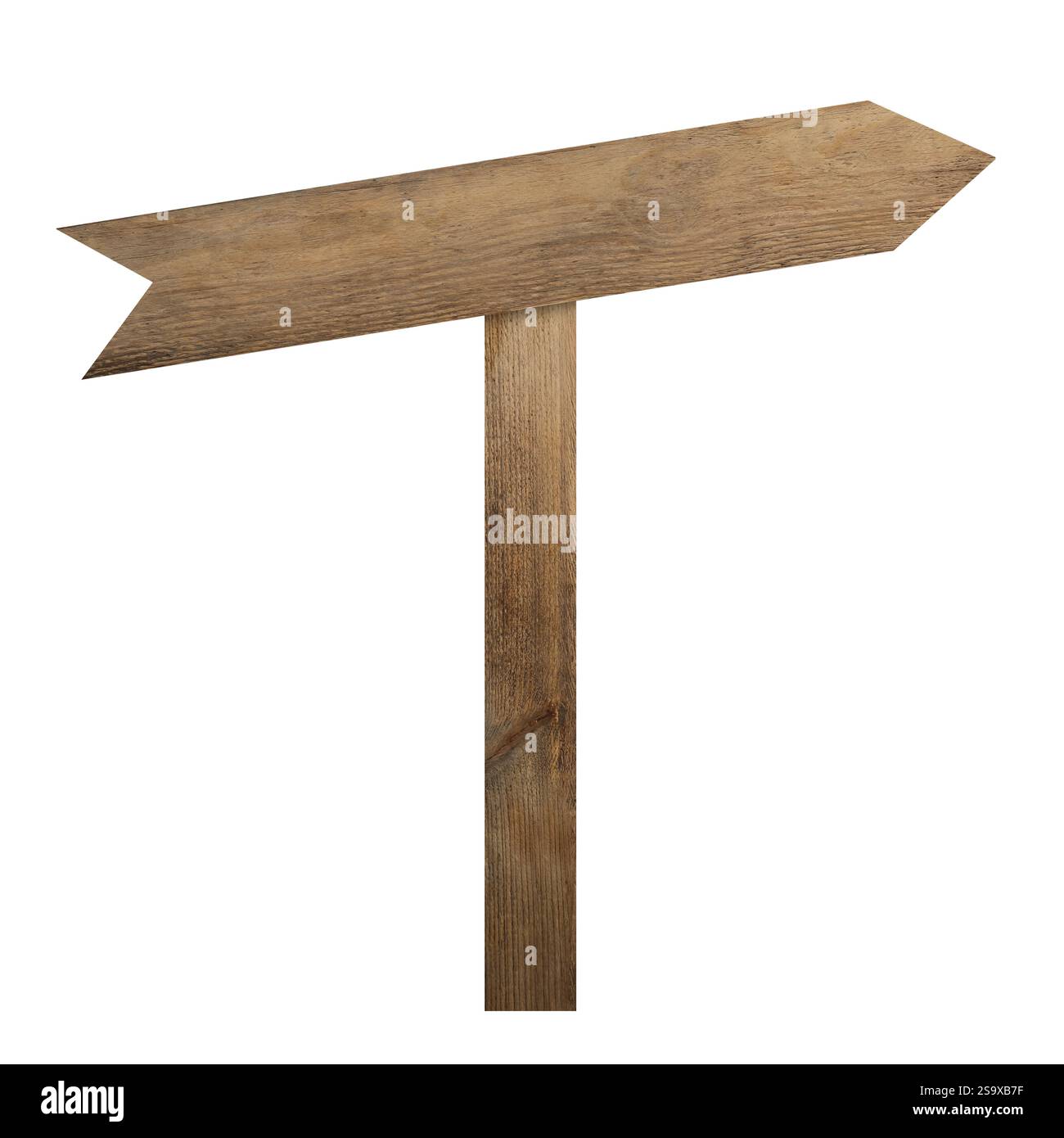 Wooden signpost with arrow-shaped pointer isolated on white Stock Photo ...