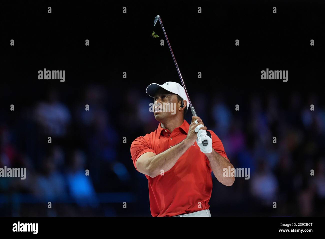 Tiger Woods of Jupiter Links Golf Club watches a shot during a match of ...