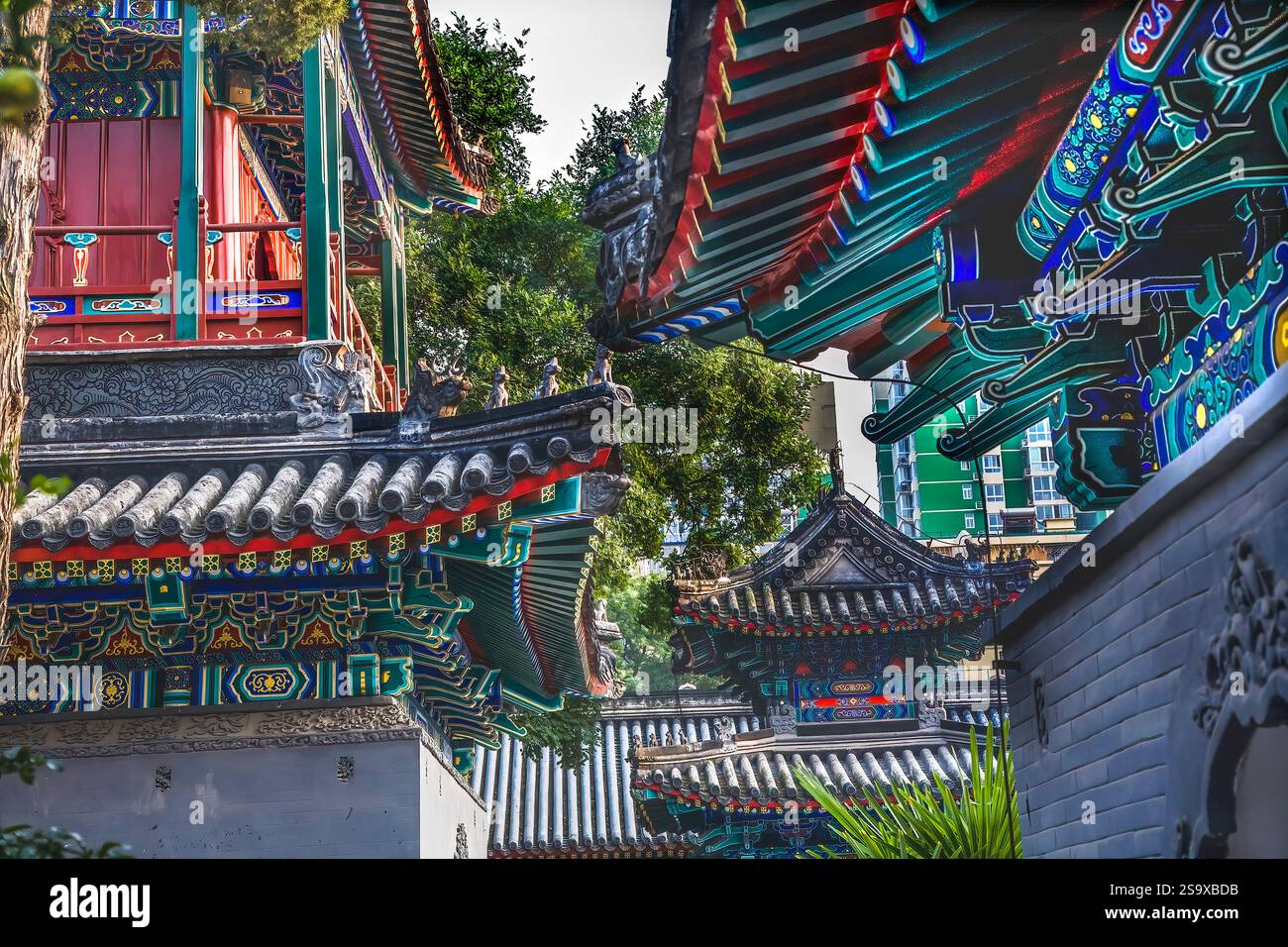 Chinese style buildings, Cow Street Mosque, Beijing, China. For the Hui ...