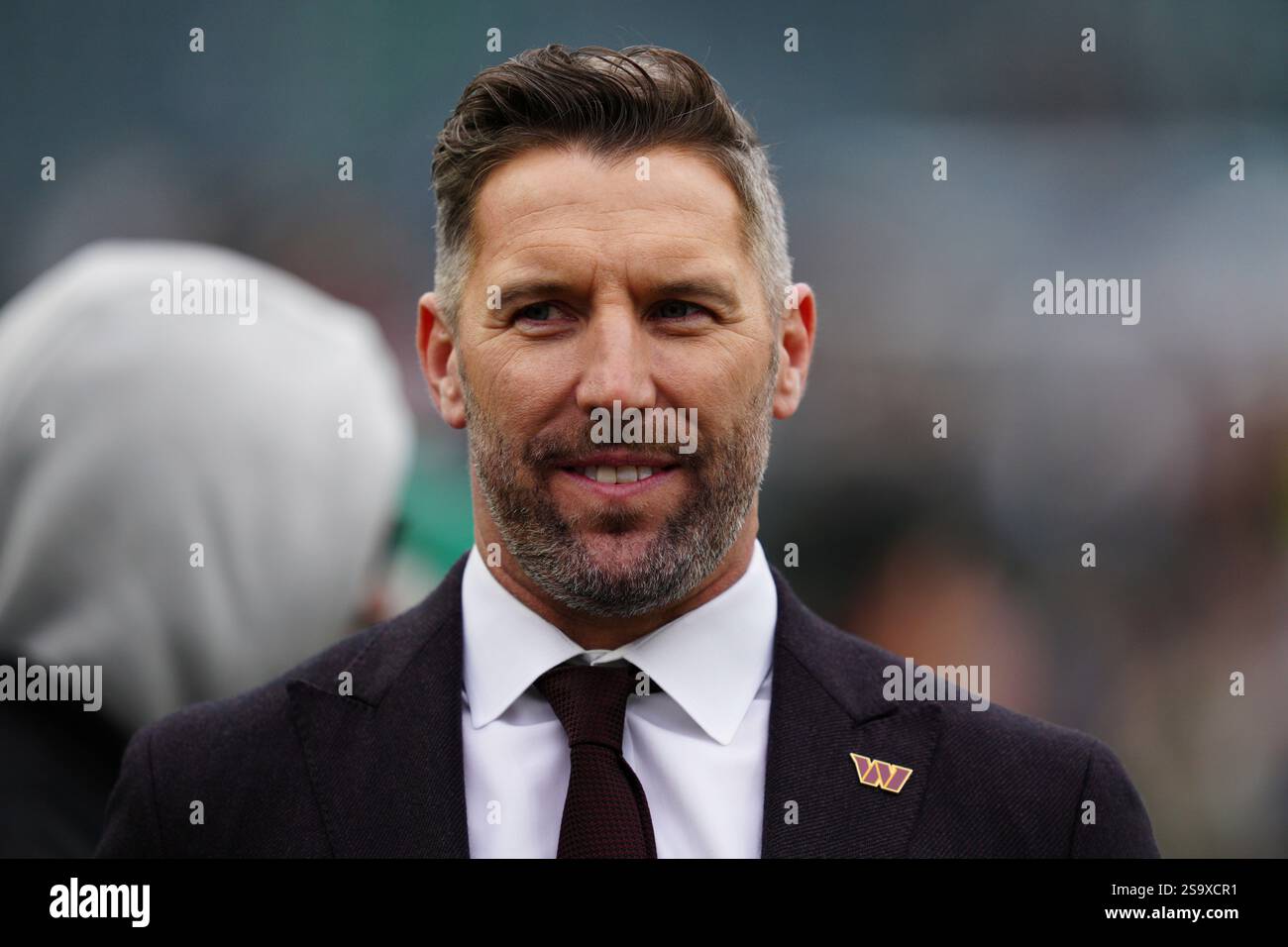 Washington Commanders general manager Adam Peters before the NFC ...