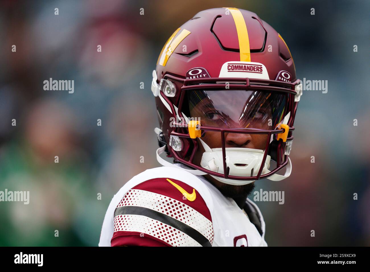 Washington Commanders quarterback Jayden Daniels (5) in action during ...