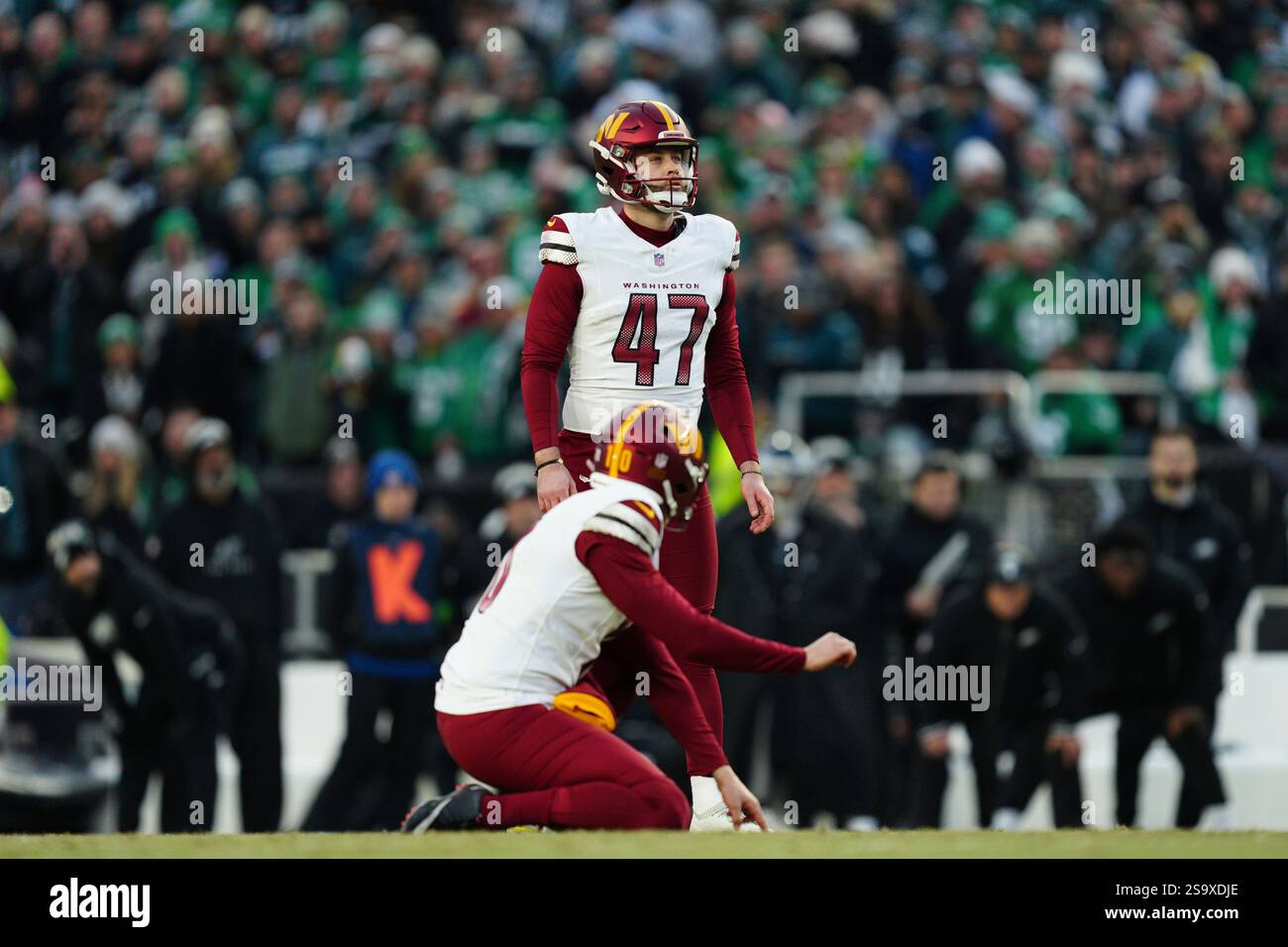 Washington Commanders' Zane Gonzalez (47) in action during the NFC ...