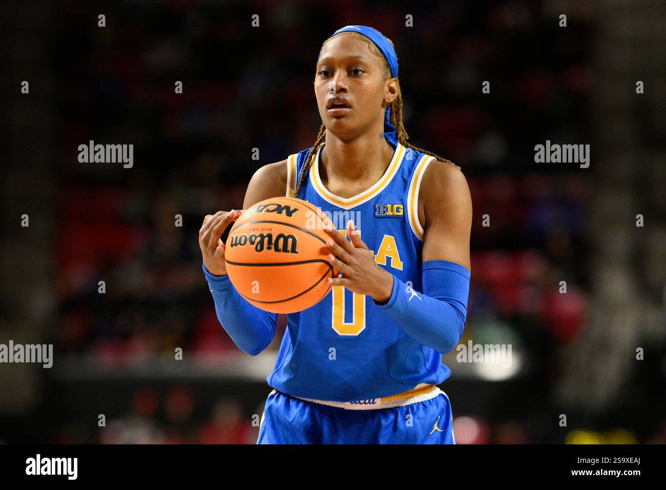 UCLA forward Janiah Barker (0) in action during the first half of an ...