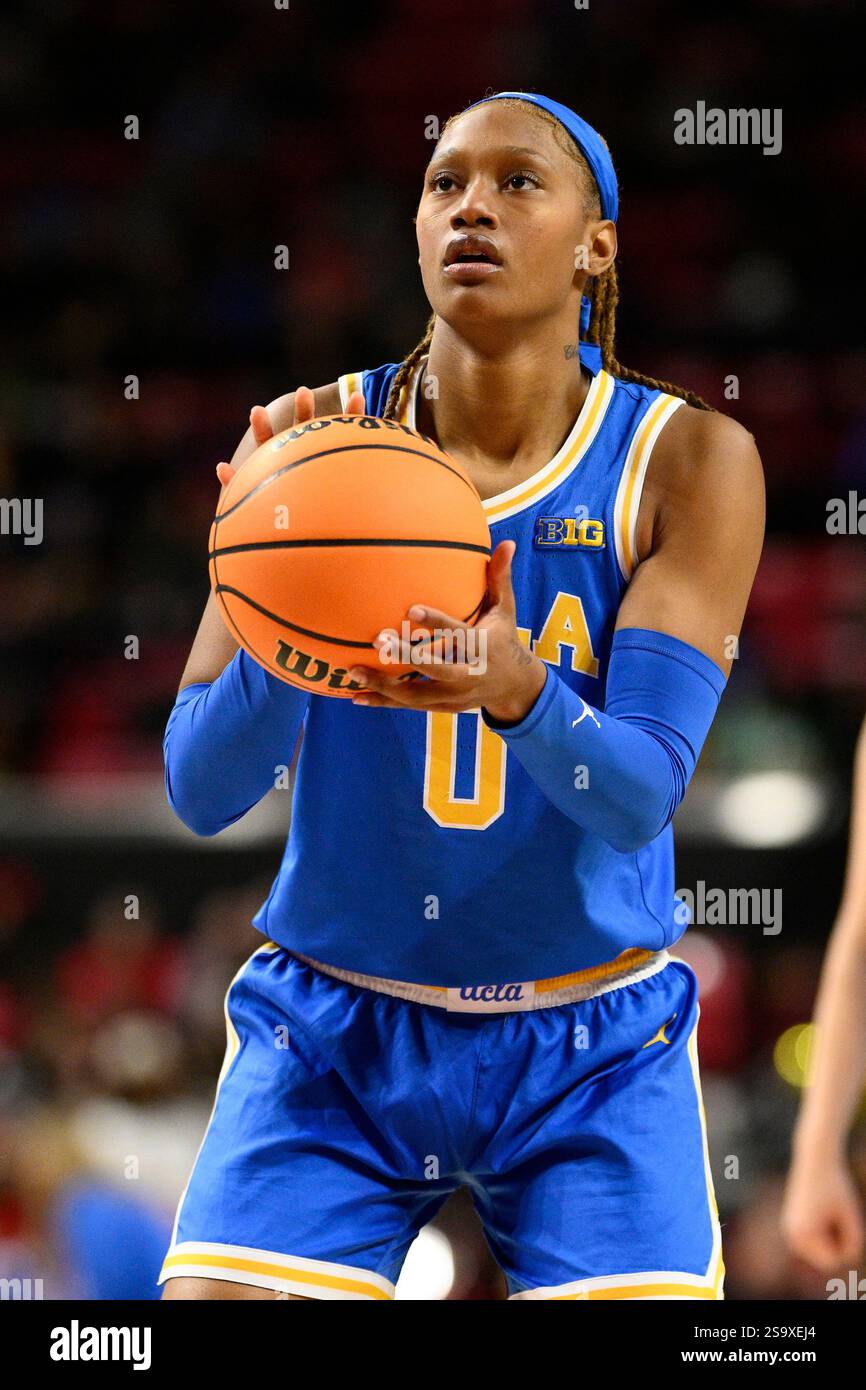 UCLA forward Janiah Barker (0) in action during the first half of an ...