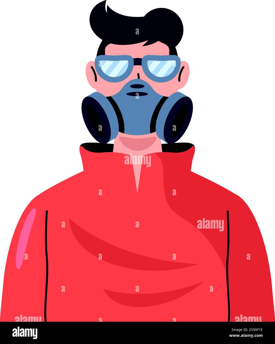 Man with Dual Filter Gas Mask Illustration Stock Vector Image & Art - Alamy