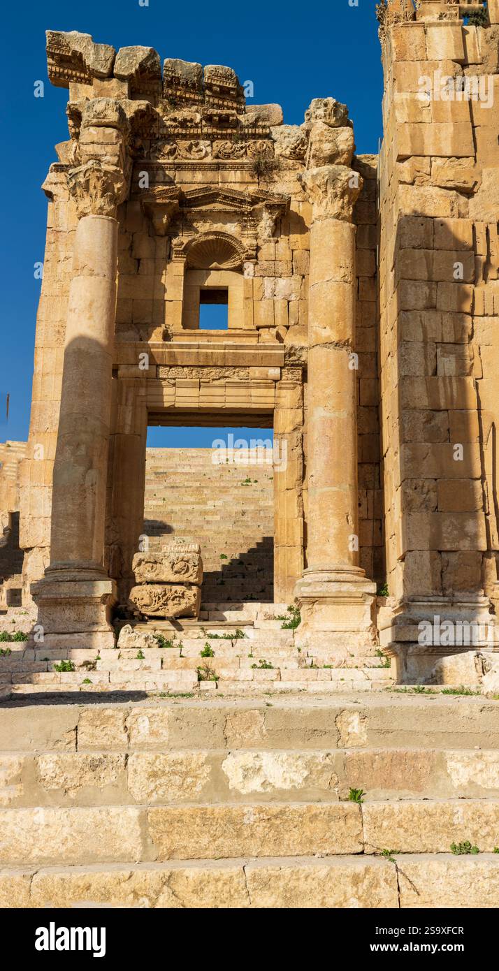 Jordan, Amman. Roman ruins with temple, forum and amphitheater Stock ...