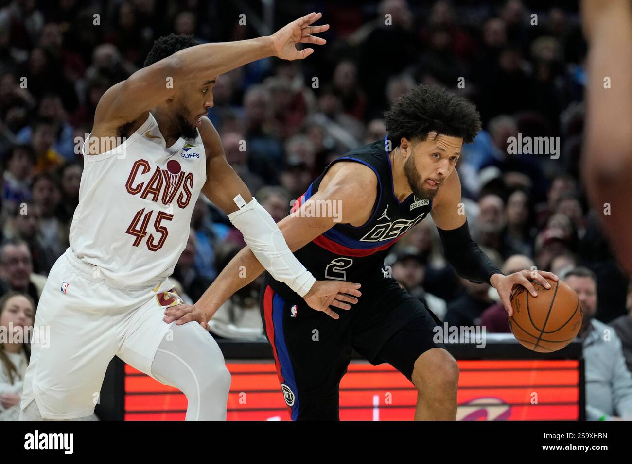 Detroit Pistons guard Cade Cunningham (2) drives against Cleveland ...