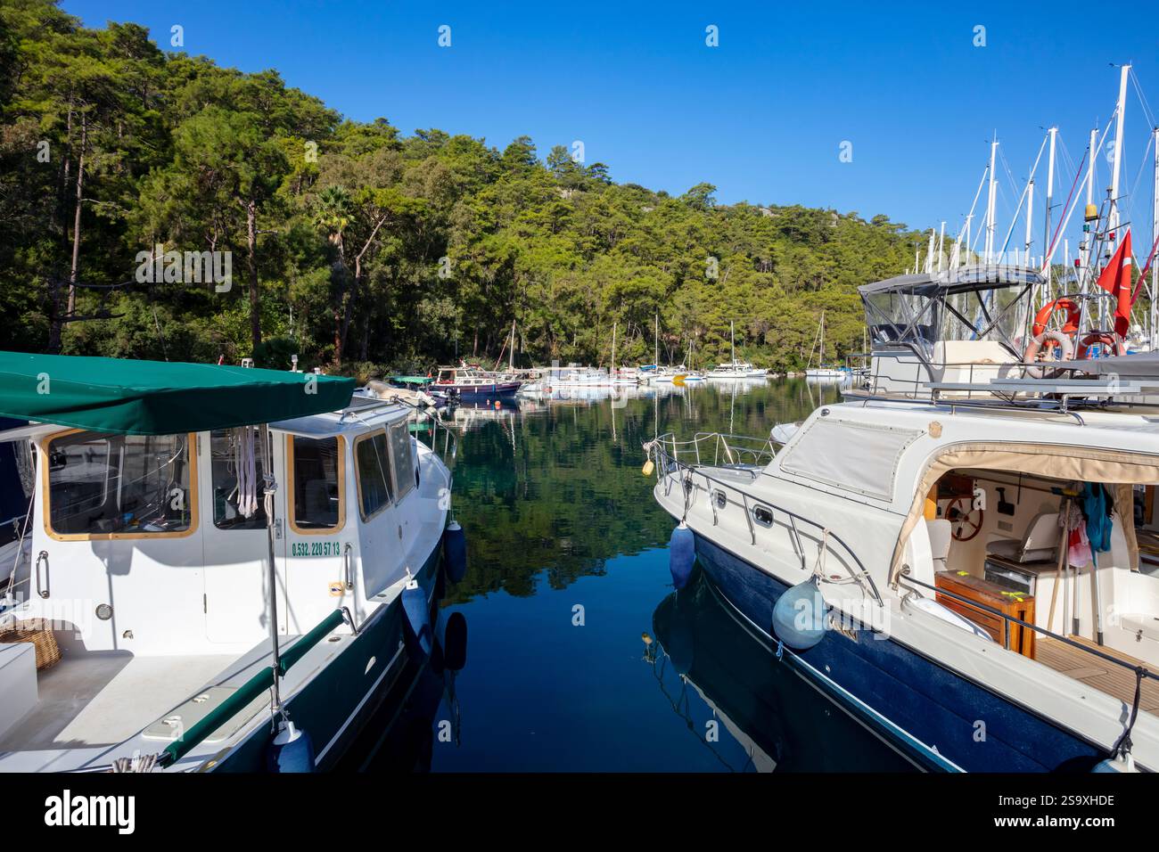 Boats in Karacasogut, Gokova Bay, Turkey Stock Photo - Alamy