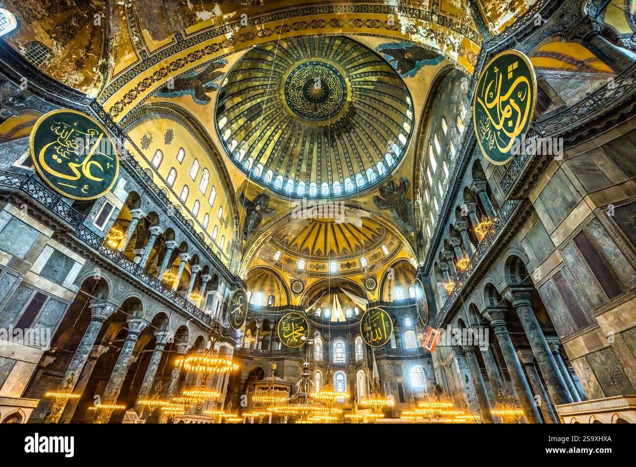 Hagia Sophia illuminated, Istanbul, Turkey. Emperor Justinian built ...
