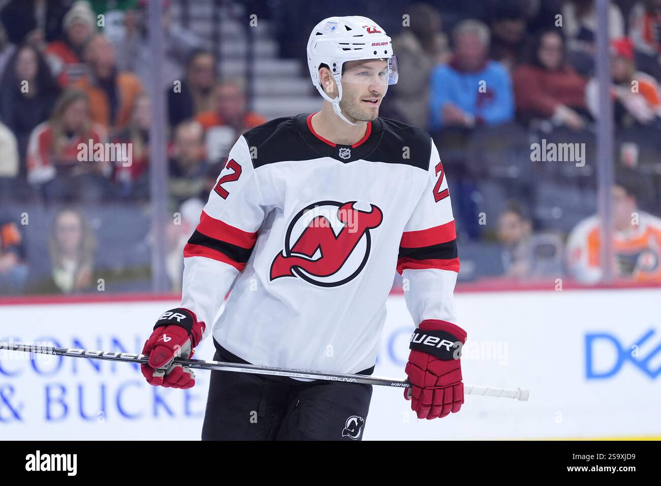New Jersey Devils' Brett Pesce plays during an NHL hockey game, Monday ...