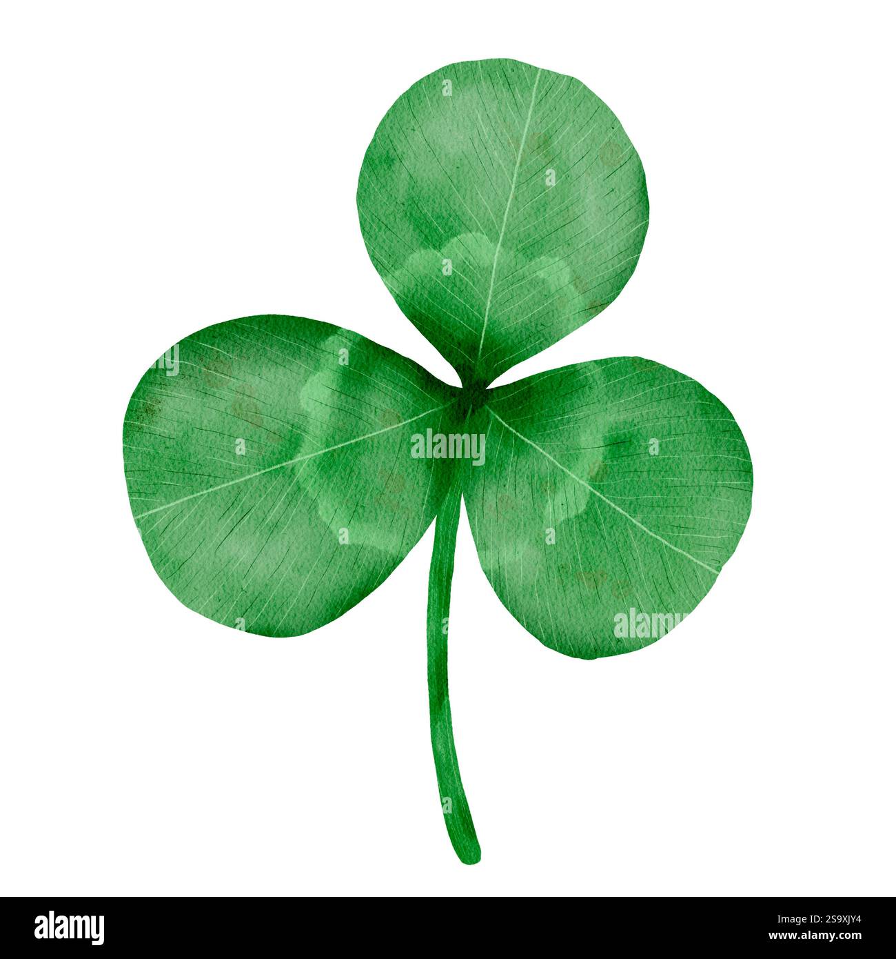 This vibrant and colorful illustration of a threeleaf clover represents ...