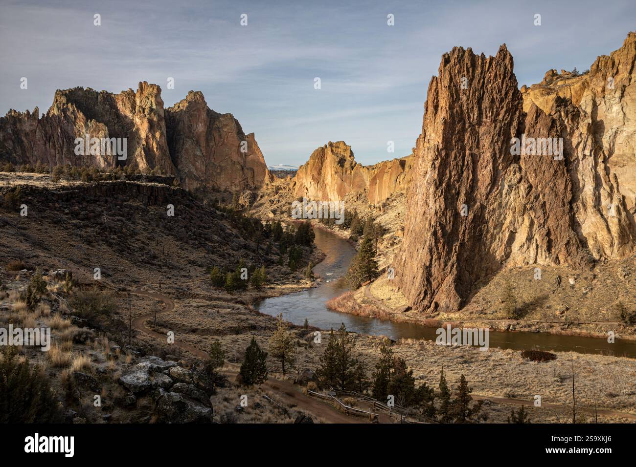 OR02878-00...OREGON - The Crooked River winding pass rock towers at ...