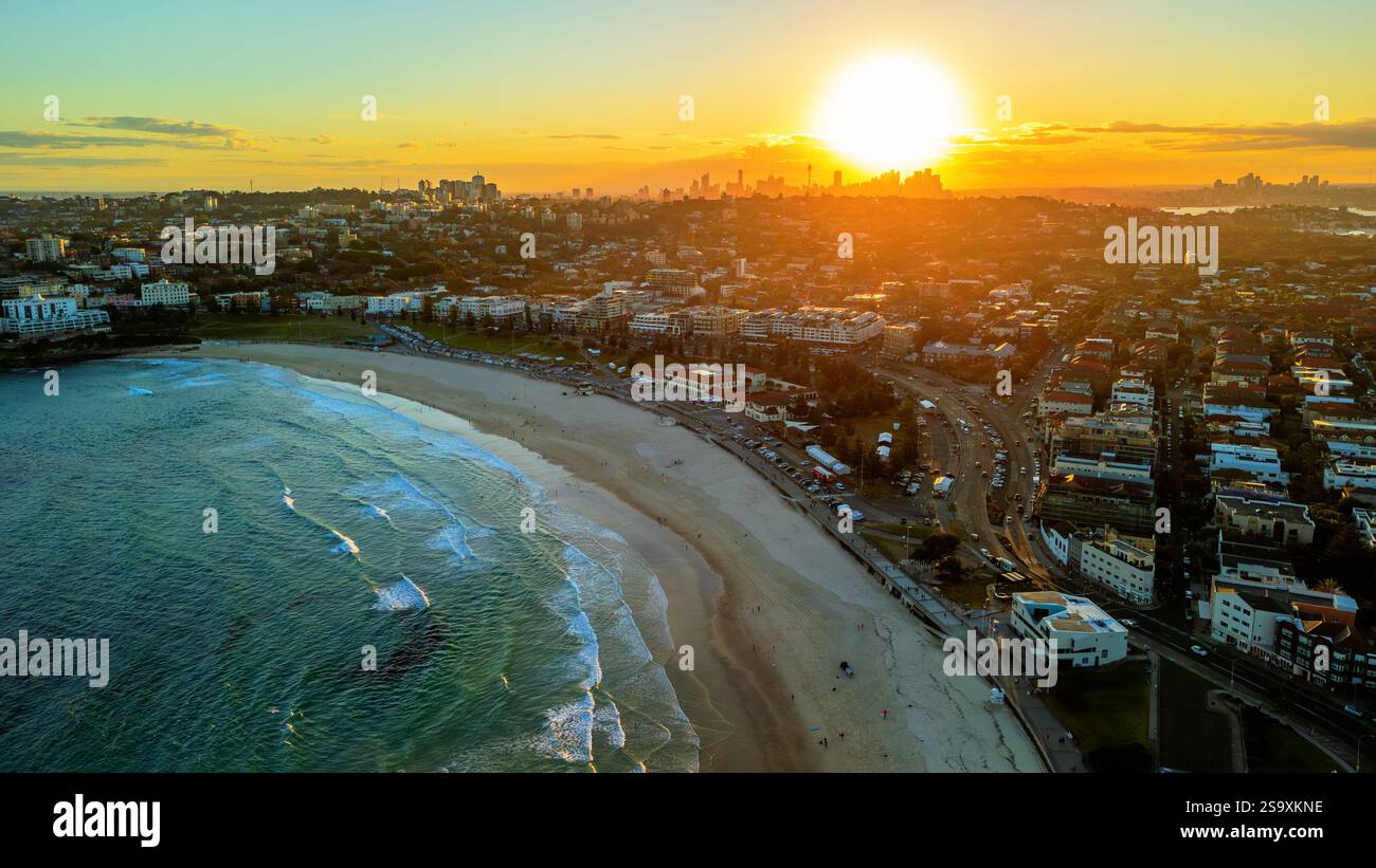 Aerial view of Bondi Beach in Sydney at sunset Stock Photo - Alamy