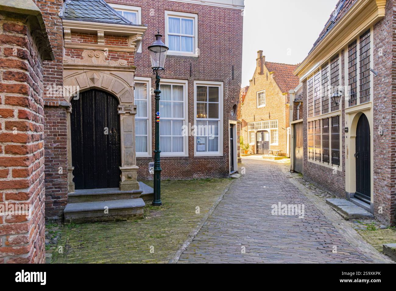Netherlands, North Holland, Enkhuizen. Traditional Dutch Baroque row ...