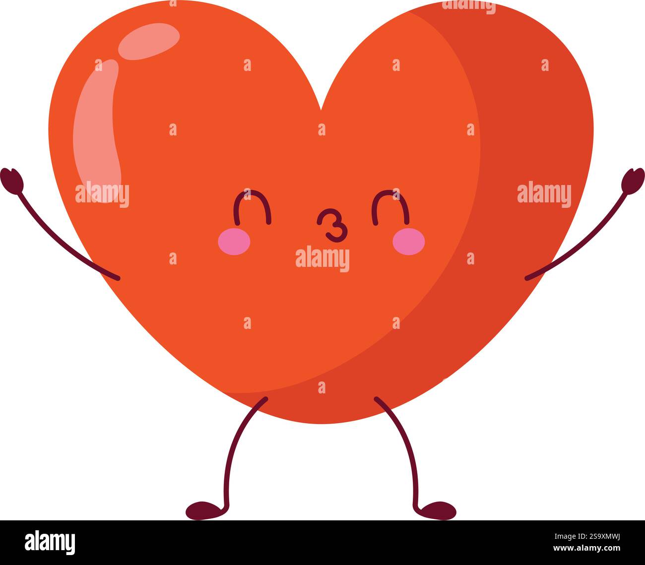 Red Heart with Blushing Cheeks Illustration Stock Vector Image & Art ...