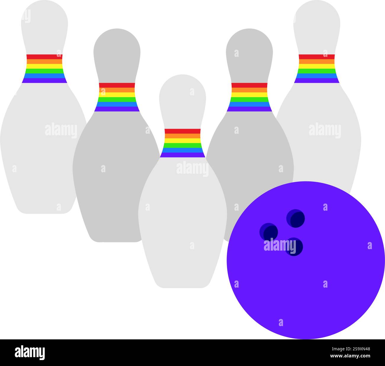 Bowling ball and pin with rainbow pride details Stock Vector Image ...