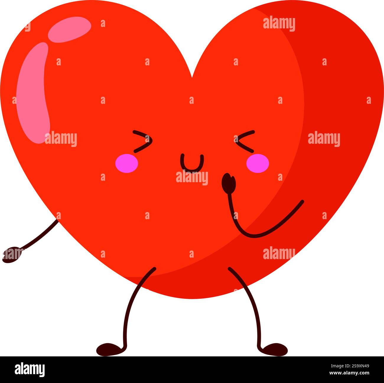 Cheerful Red Heart Character Illustration Stock Vector Image & Art - Alamy