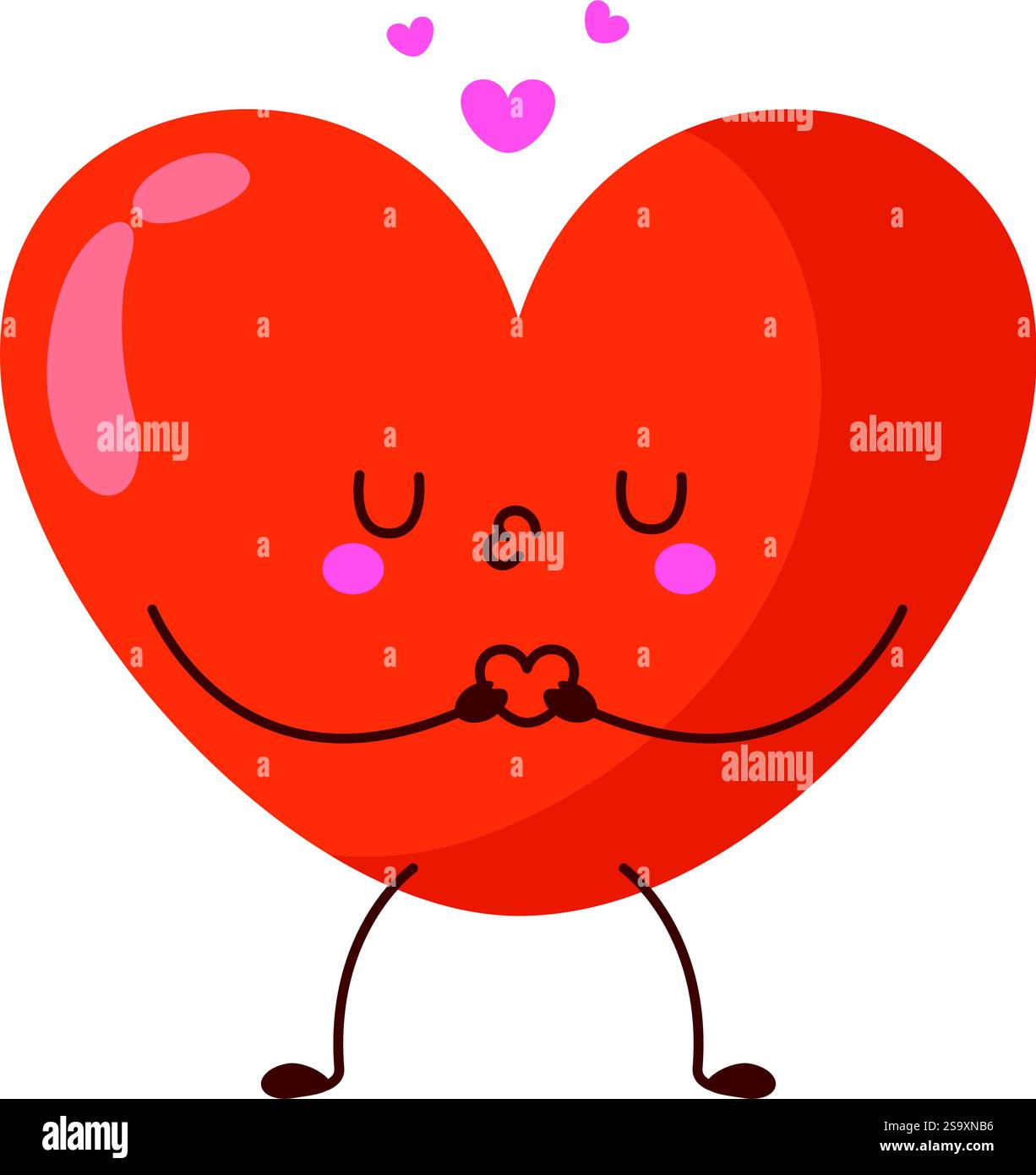 Cute Blushing Red Heart Illustration Stock Vector Image & Art - Alamy