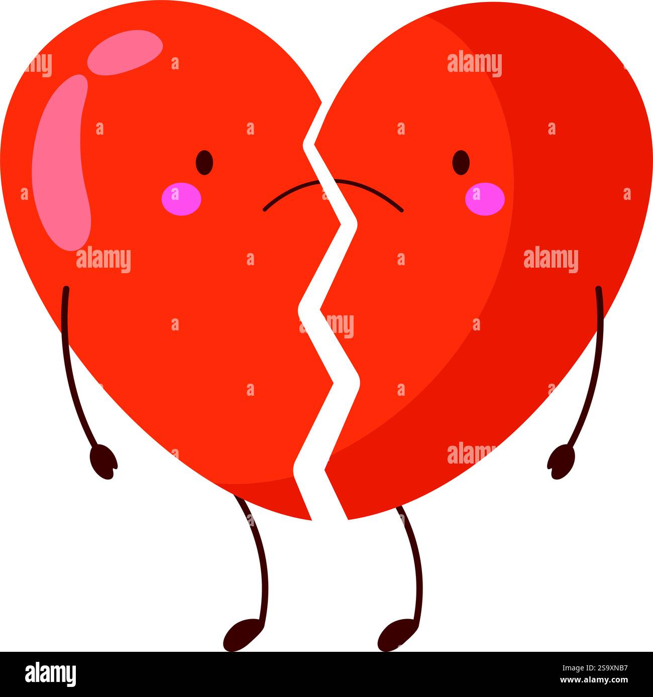 Broken Red Heart Character Illustration Stock Vector Image & Art - Alamy