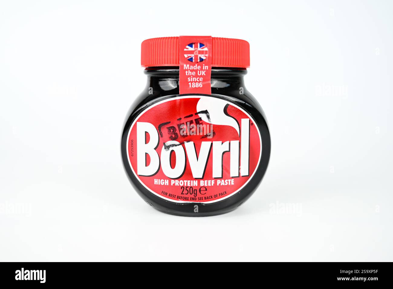 Bovril beef extract paste on white background – Wales, UK – 10 January 2025 Stock Photo - Alamy