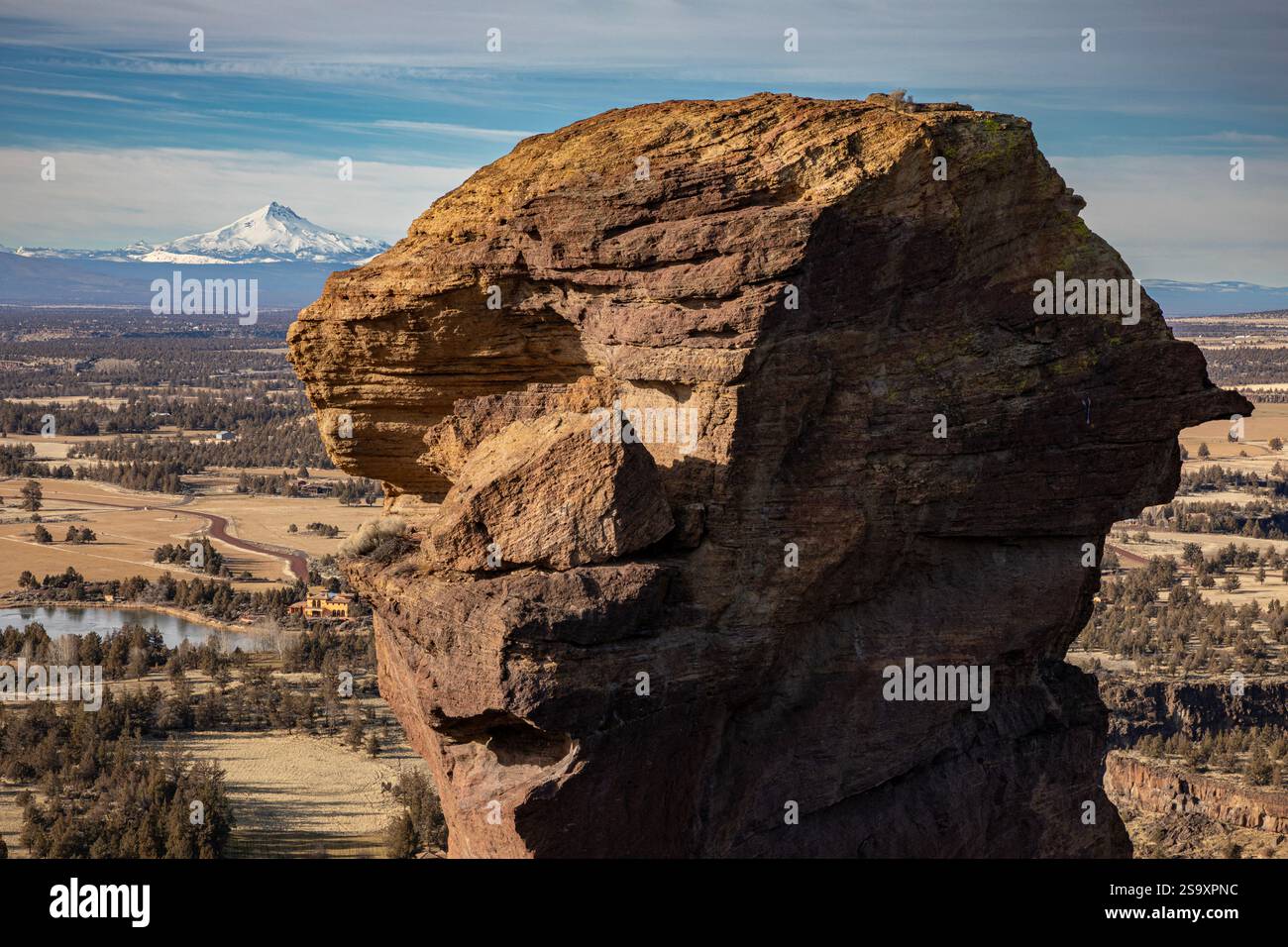 OR02907-00...OREGON - Monkey Face, a 350 spire in Smith Rock State Park ...