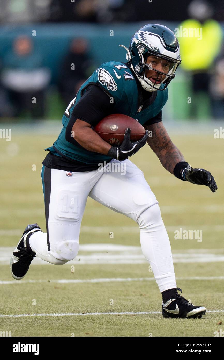 Philadelphia Eagles running back Kenneth Gainwell (14) in action during the NFL championship ...