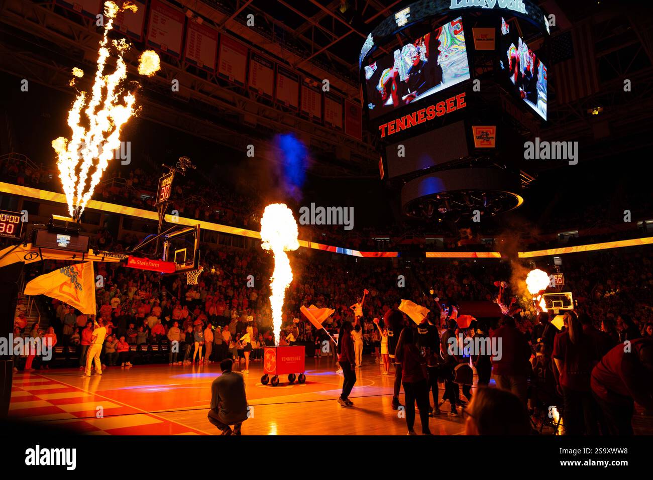 January 27, 2025: pyro technics before the NCAA basketball game between ...