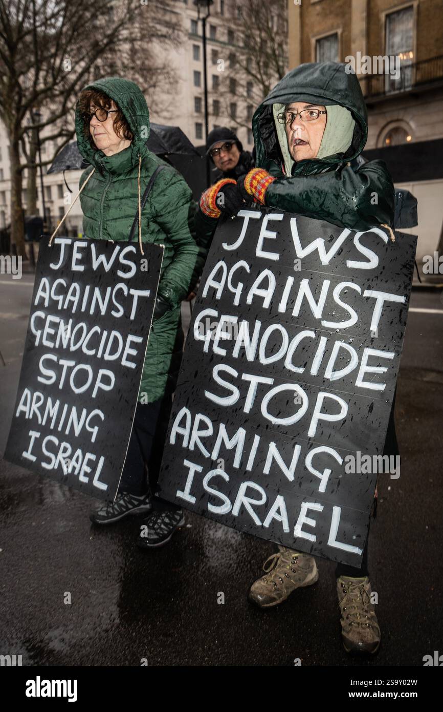 British Jews hold placards expressing their opinion during the ...