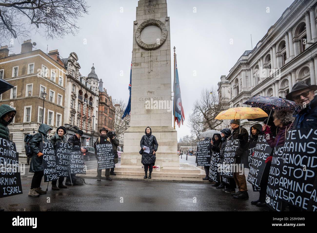 British Jews hold placards expressing their opinion during the ...