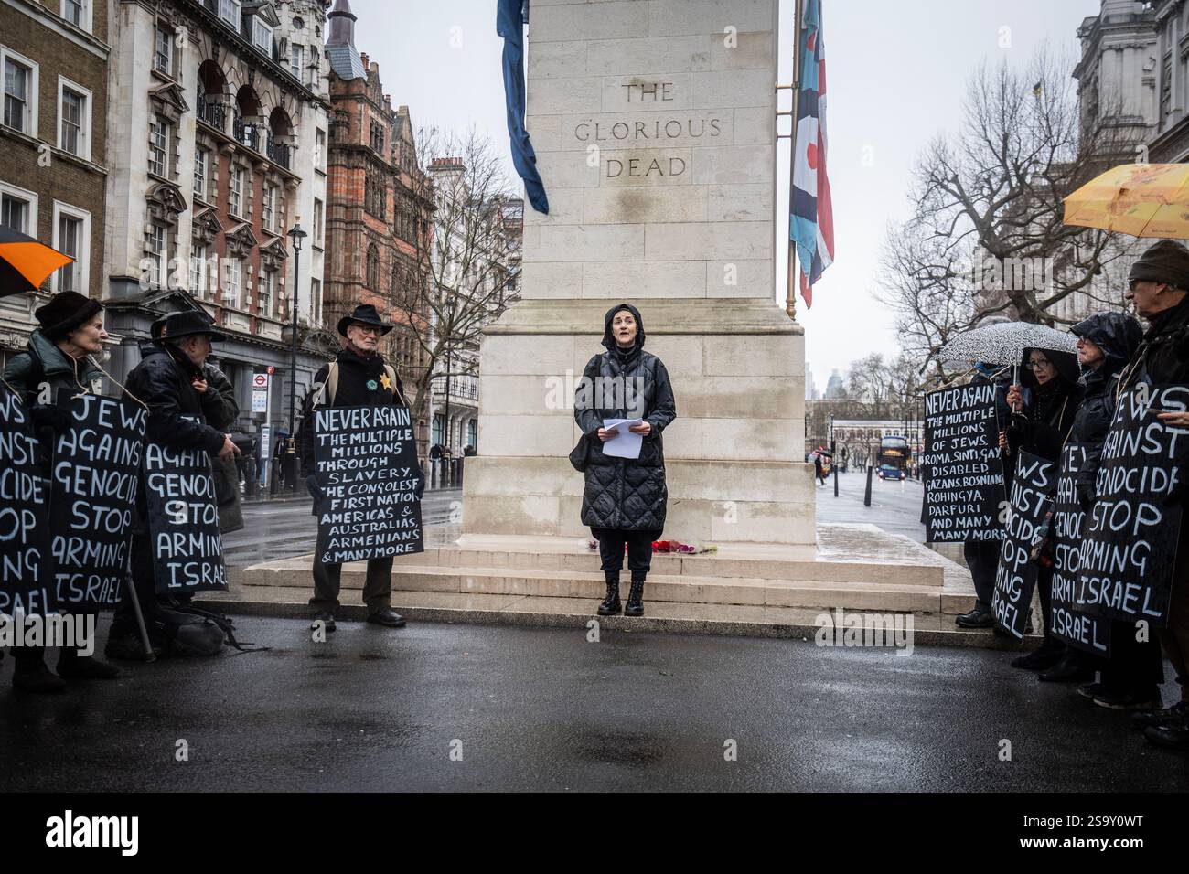 British Jews hold placards expressing their opinion during the ...