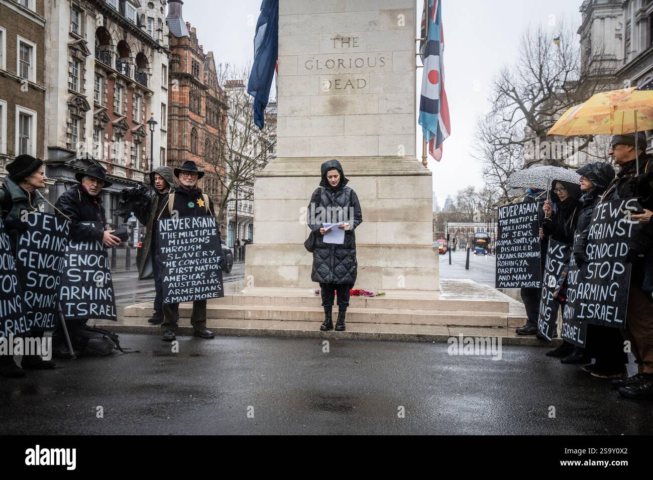 British Jews hold placards expressing their opinion during the ...