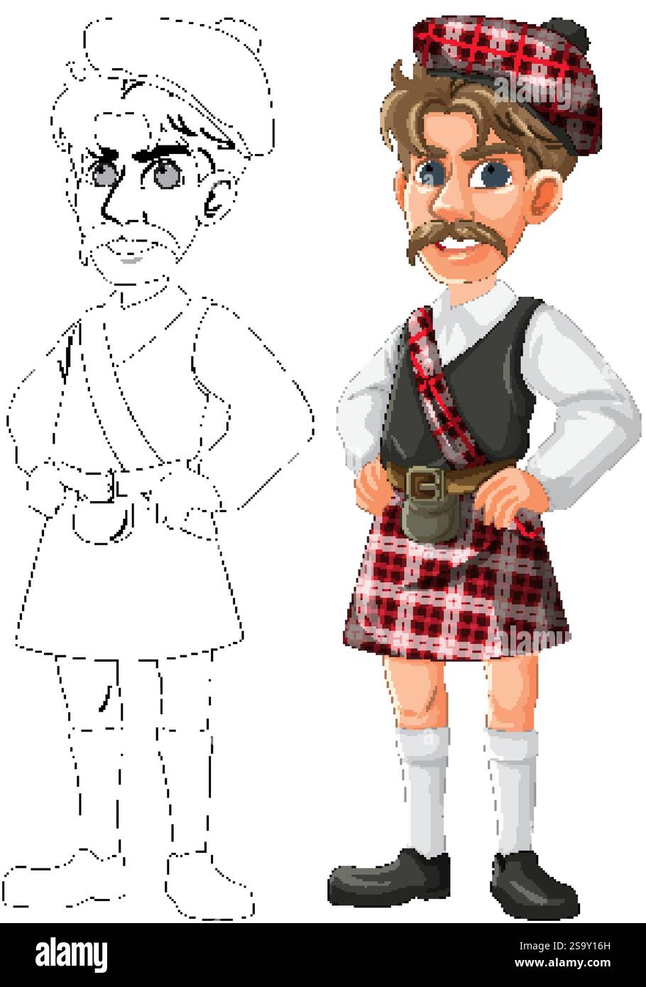 Illustration of a man in Scottish attire Stock Vector Image & Art - Alamy