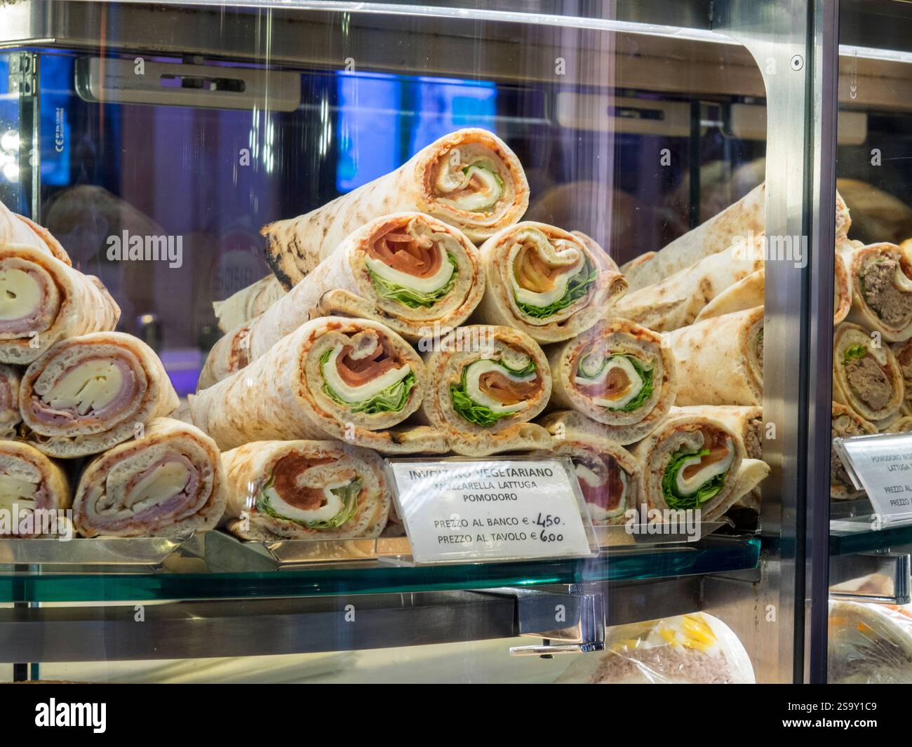 Italy, Venice. Display of sandwich wraps in a deli shop Venice Stock ...