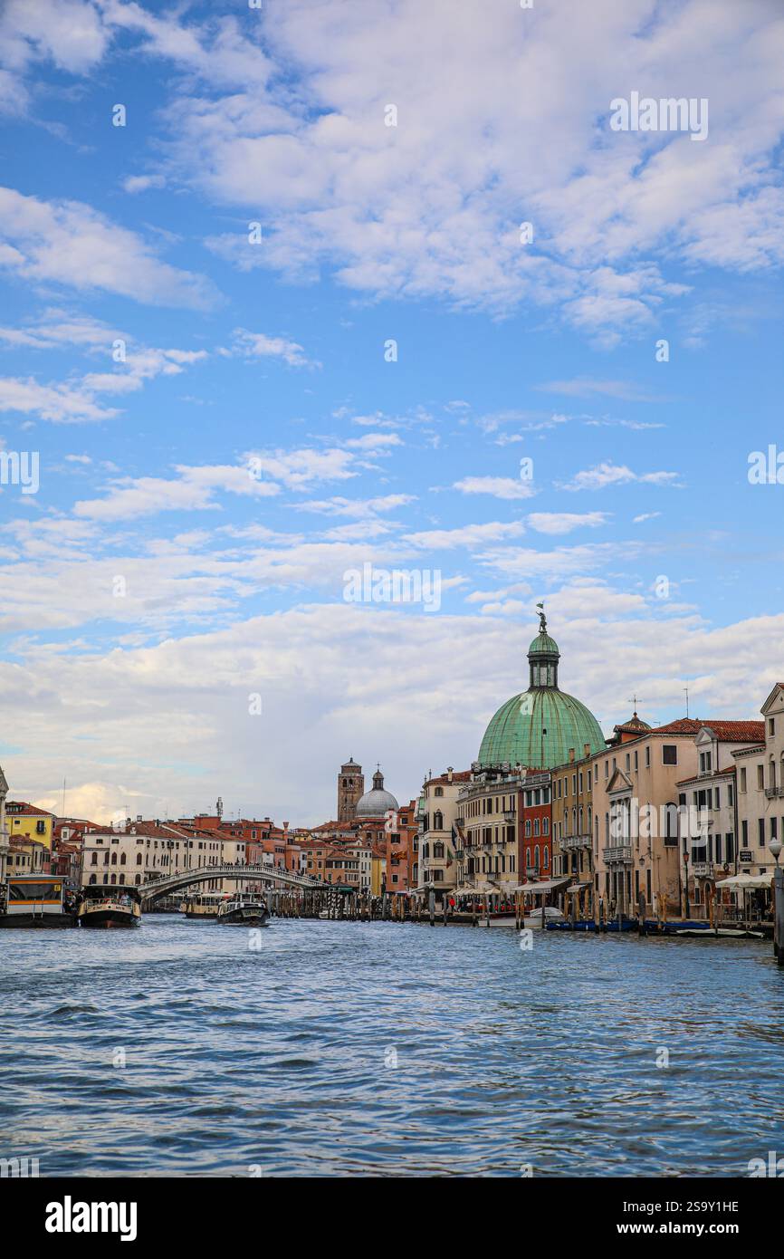 Venice, Italy, Grand Canal, San Simeone Piccolo Church, canal bridge ...
