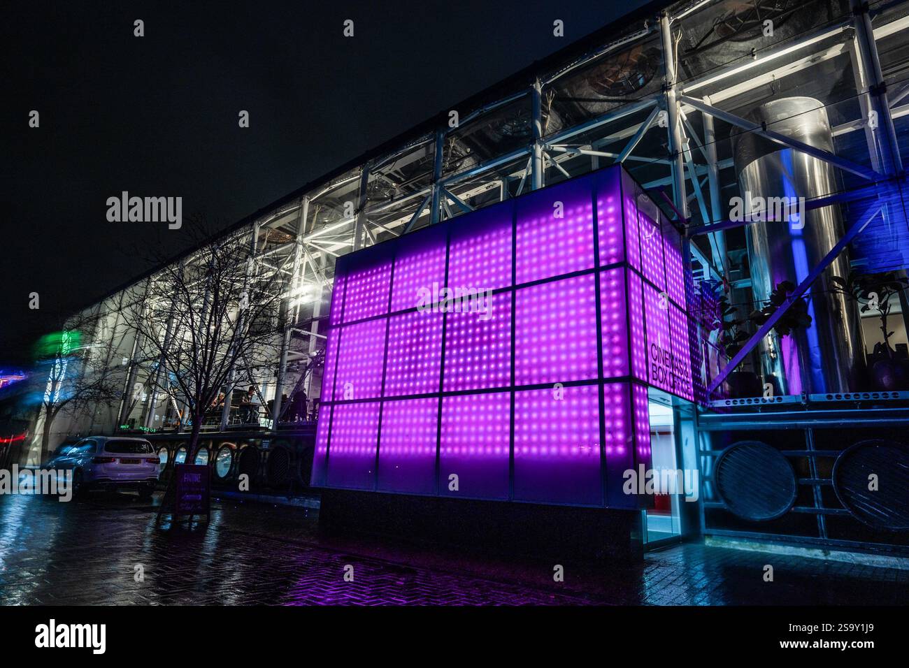 The National Film Theatre lit up in purple for "Light the Darkness" on ...