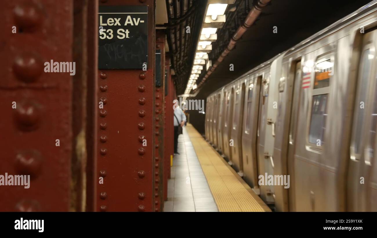 New York City, United States - 30 Aug 2023: Subway station, underground ...