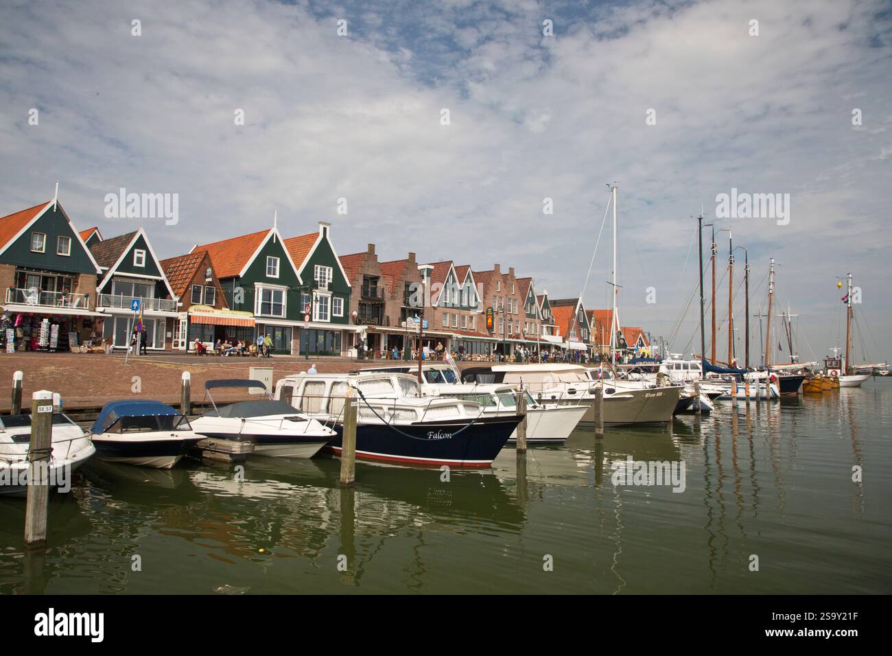 Holland, Netherlands, Volendam. Traditional buildings at the fishing ...
