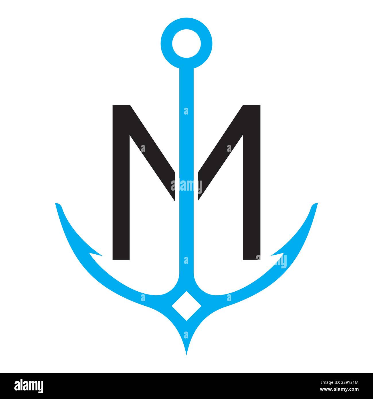 Initial Letter M Anchor Logo Design Concept For Boat, Ship, Yacht ...