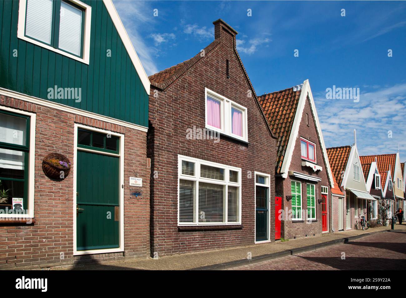 Holland, Netherlands, Volendam. Traditional buildings at the fishing ...