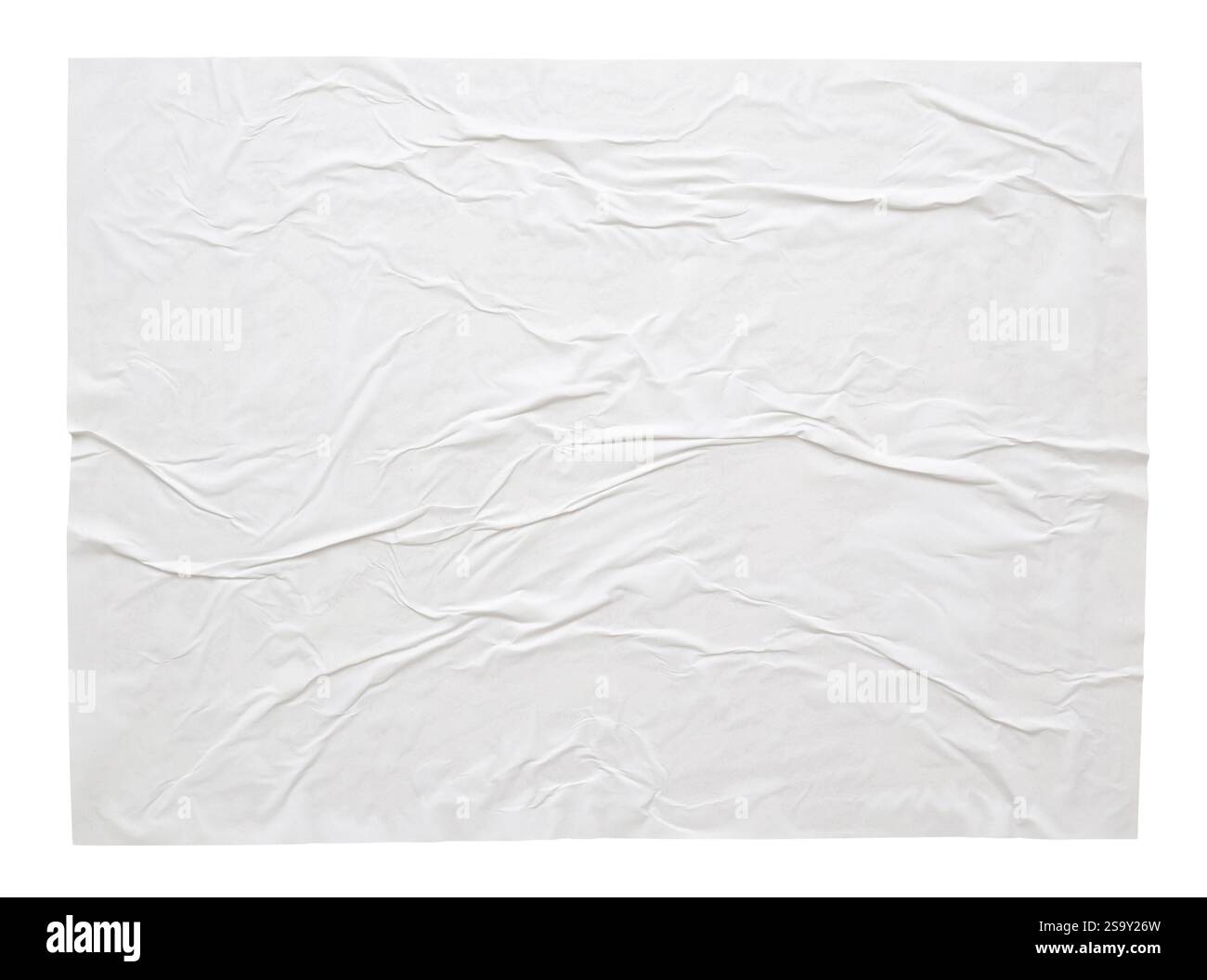 Blank white crumpled and creased paper sticker poster texture isolated ...