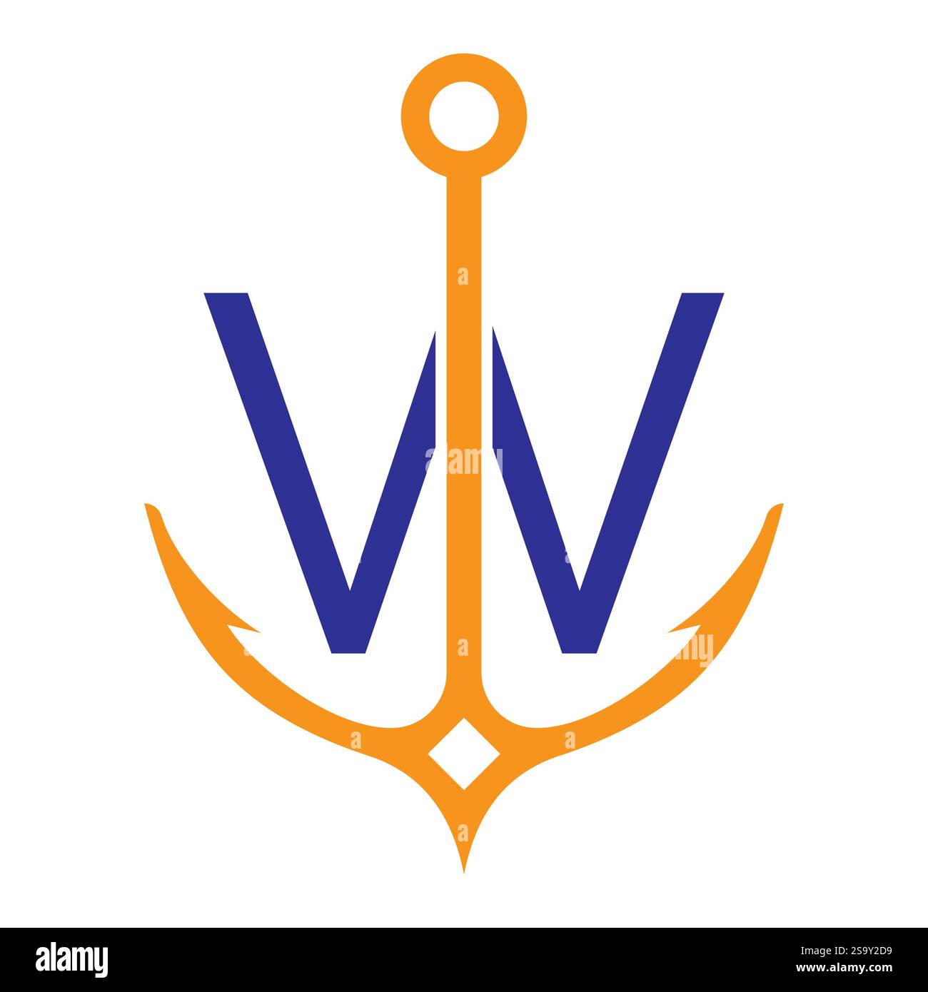 Initial Letter W Anchor Logo Design Concept For Boat, Ship, Yacht ...