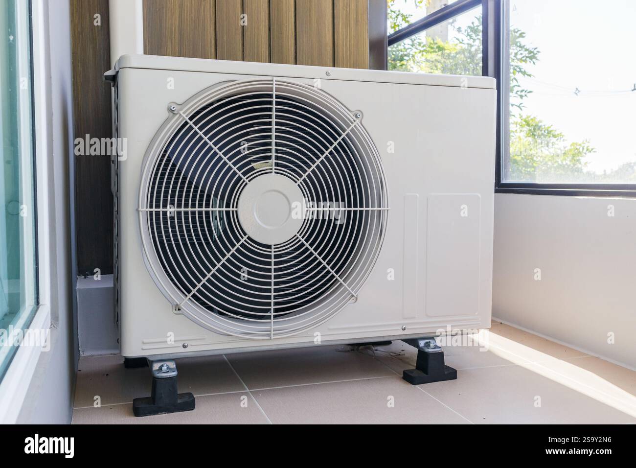 Air condition outdoor unit compressor install outside the house Stock ...